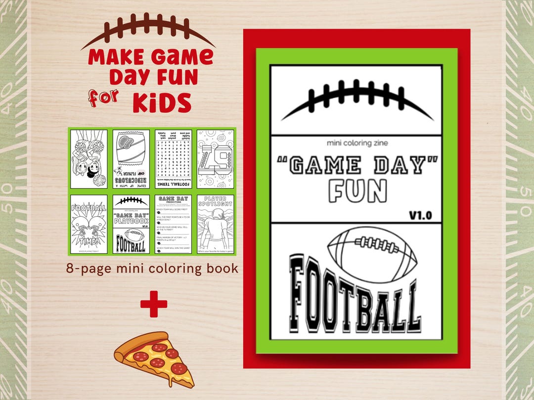 Football Game Day Coloring Printable Kids Activities, Mini Zine: PNG ...