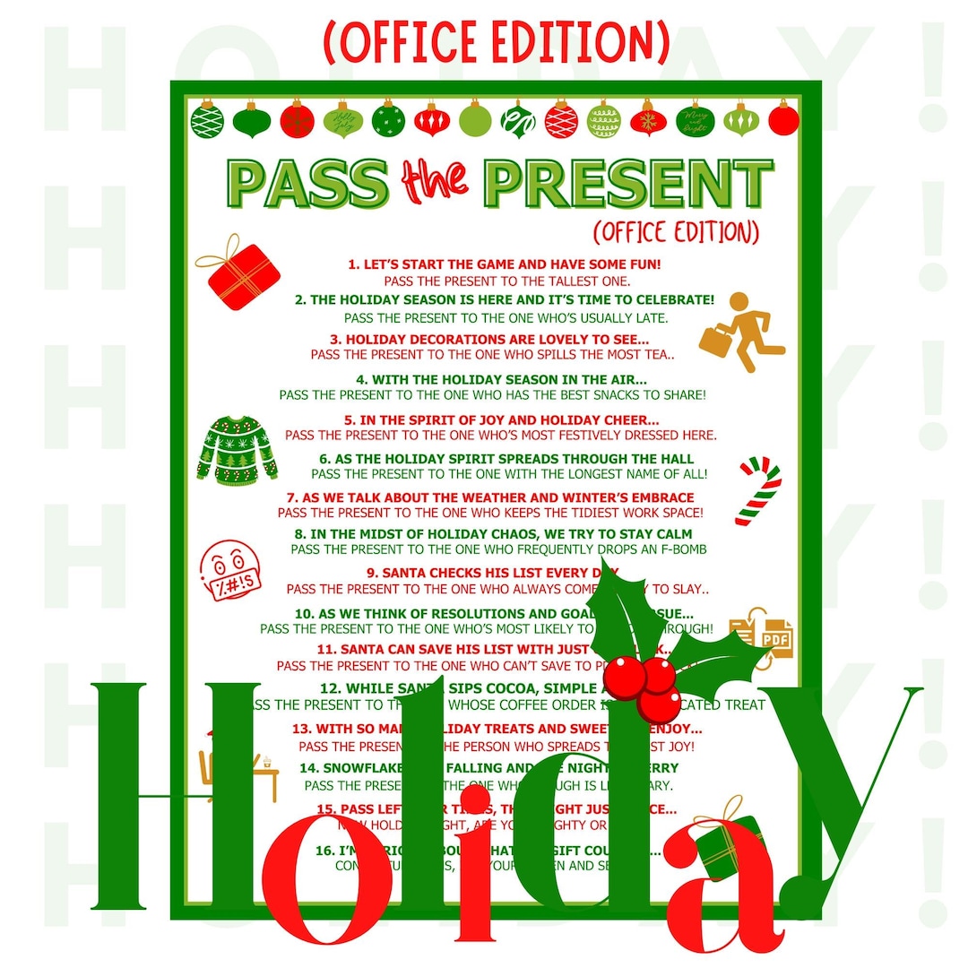 Christmas Office Party "pass the Present" Game ⎮ Holiday Fun (digital ...