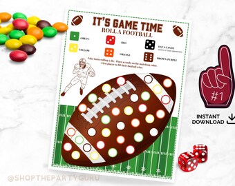 Football Roll A Dice Printable Party Game, Sports Candy Dice Games for ...