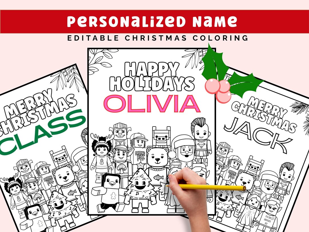 Personalized Name Coloring Page, Editable Template, Holiday E-card for ...