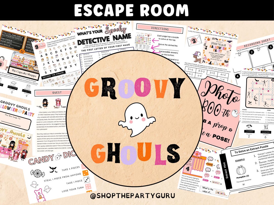 Escape Room: Groovy Ghouls Halloween Party Printable Adventure Game ...