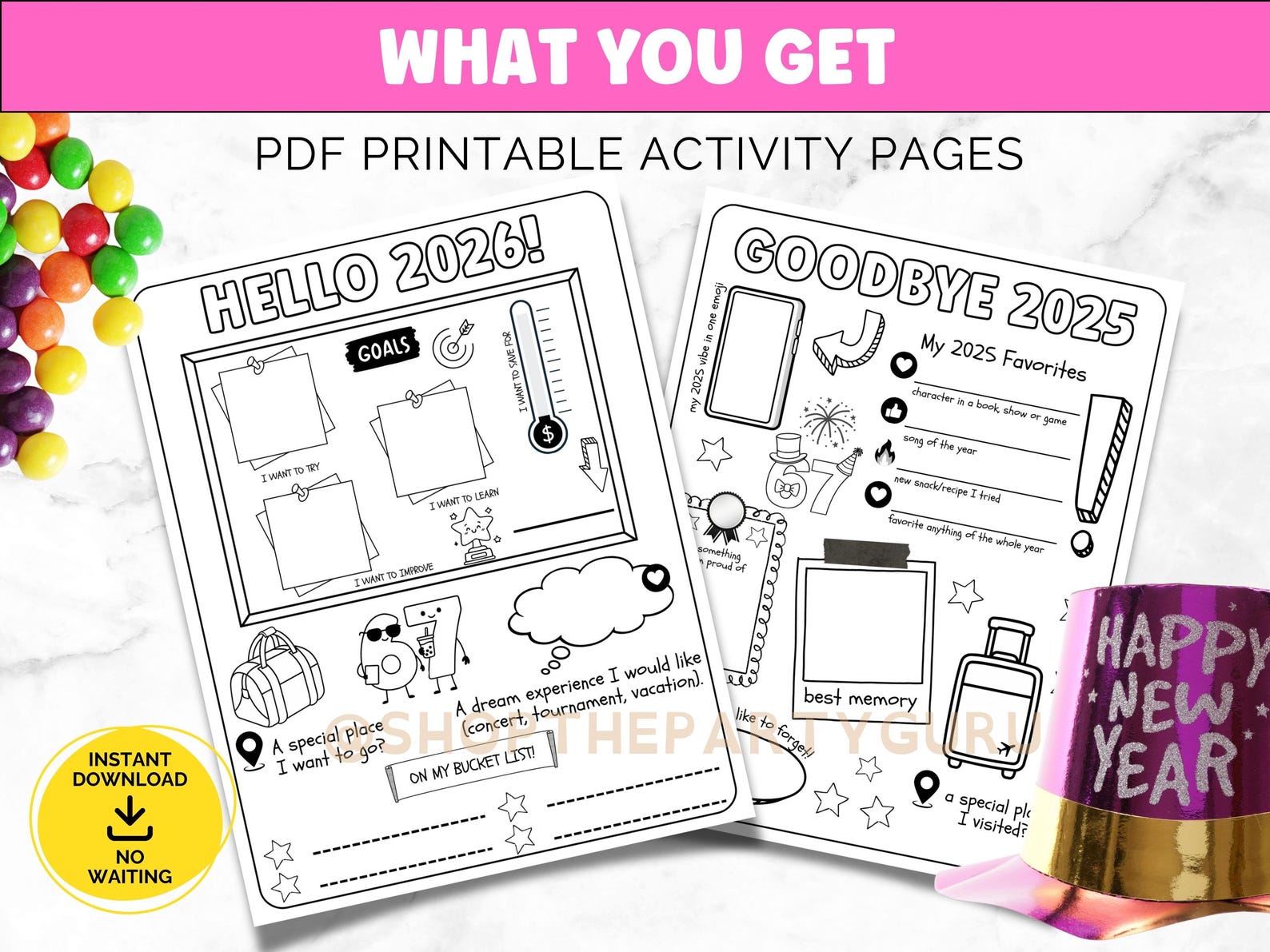 Kids New Year 2026 Activity Sheets, Reflection, Goal Tracker (PDF ...