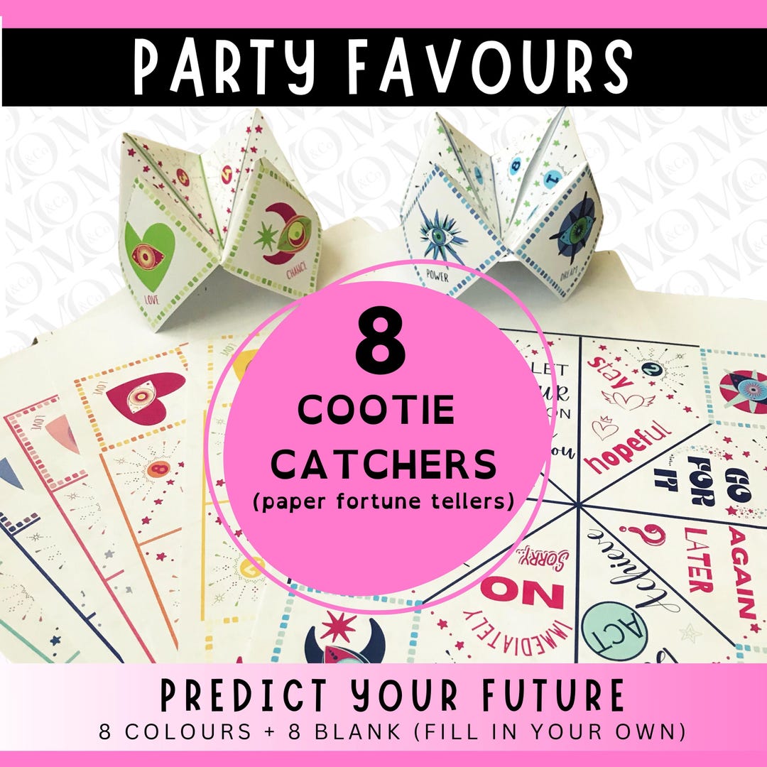 Cootie Catcher Party Favour Pack - Set of 8 Colourful Fortune Tellers ...