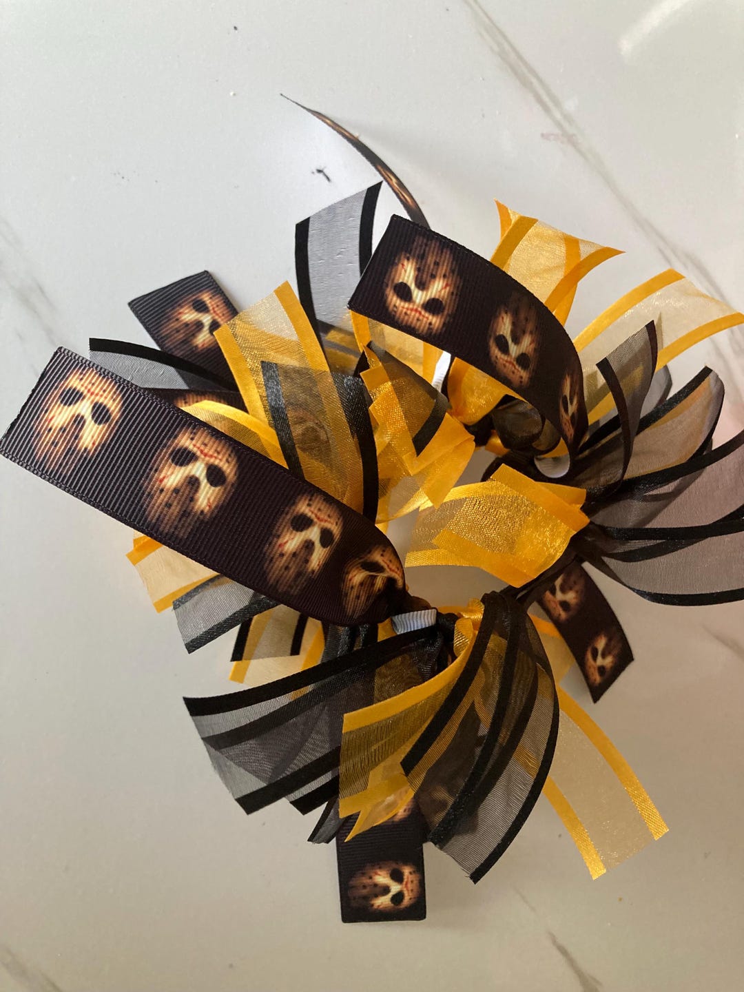 Friday the 13th Jasón Vorhees Themed Ribbon Scrunchie/ Hair Tie for ...
