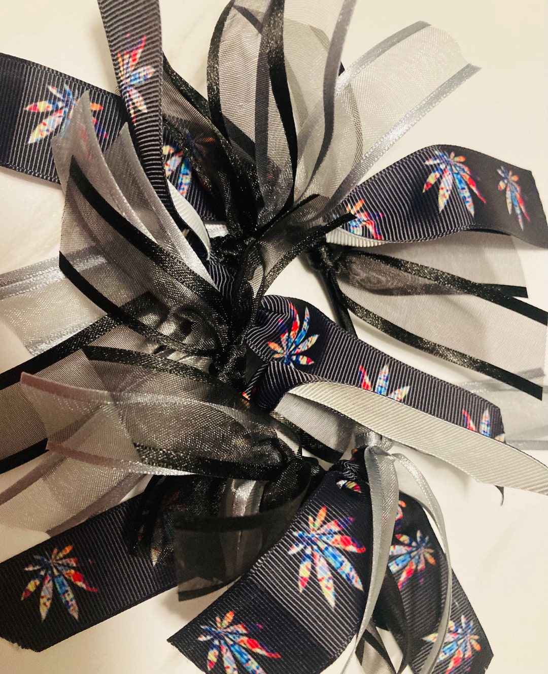 Pot Leaf Ribbon Hair Scrunchie. Weed Hair Accessory for Her. One of a ...