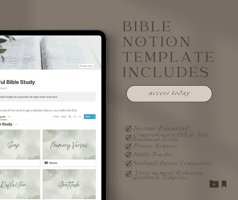 2024 Notion Bible Study Template | Instant Download, Prayer Journal, Editable Template for ...