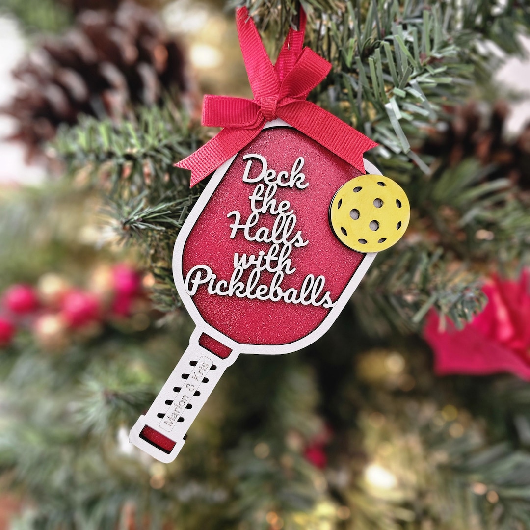 Pickleball Christmas Tree Ornament Handmade, Hand-painted, Customizable ...