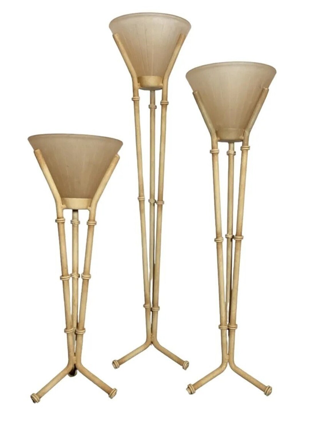 1970s Mid Century Metal and Glass Torchiere Candle Holders, Set of ...