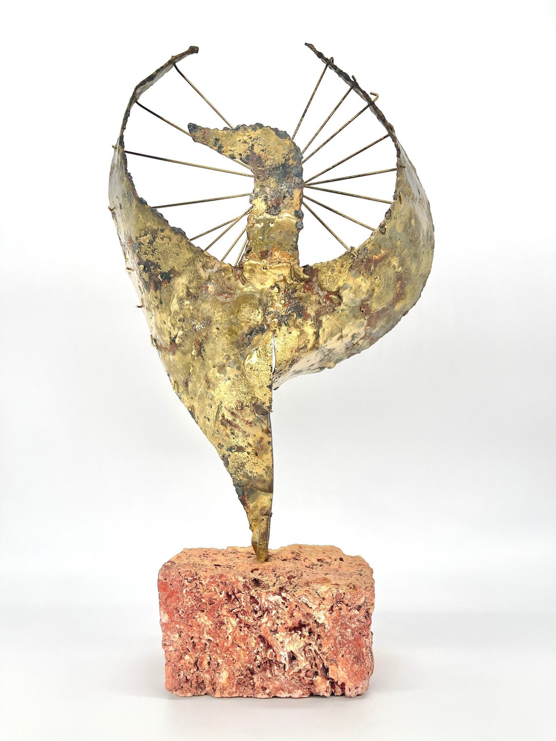 1970s Brutalist Metal Phoenix Bird Sculpture on Natural Stone - Etsy