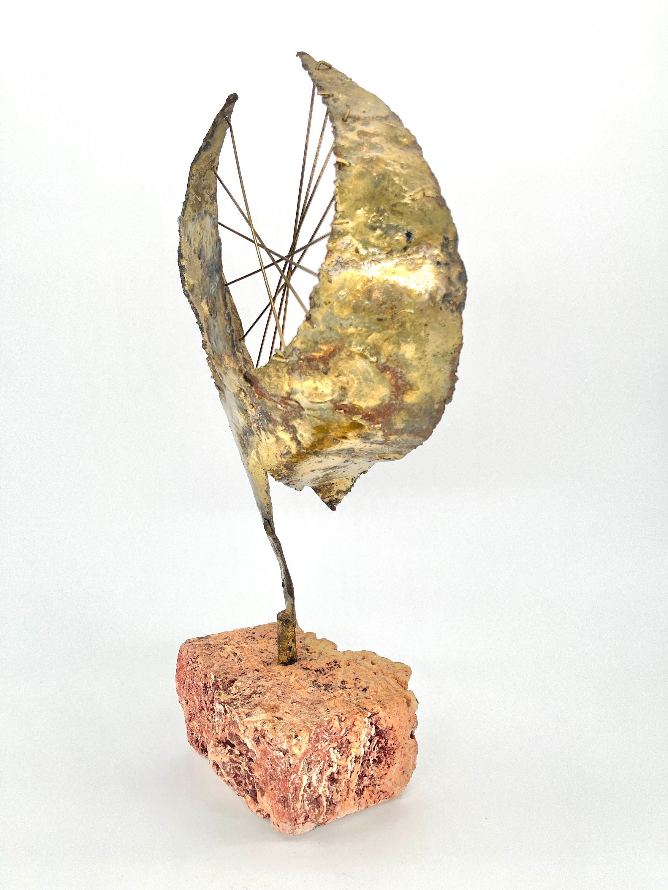 1970s Brutalist Metal Phoenix Bird Sculpture on Natural Stone - Etsy