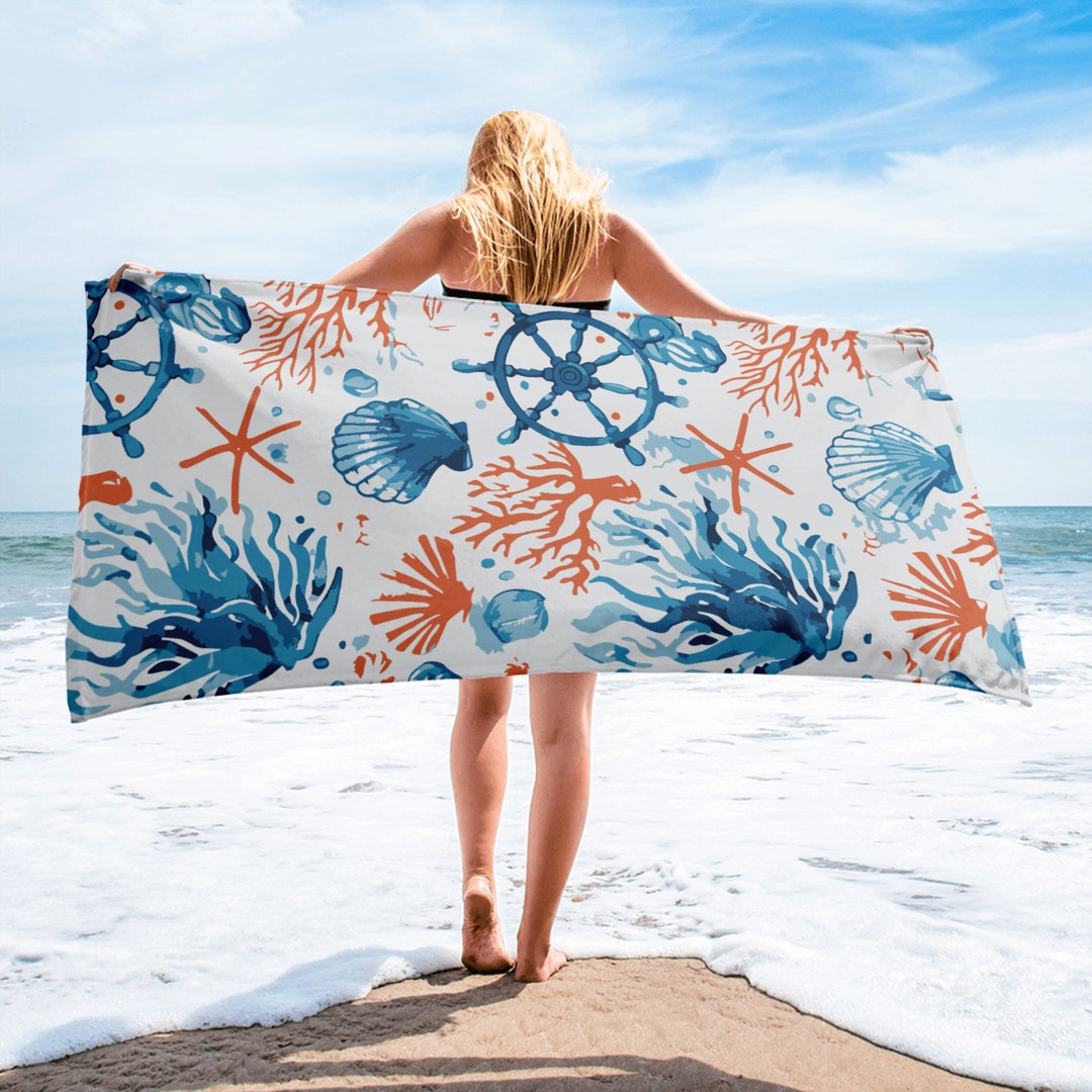 Ocean Themed Beach Towel, Beautiful Oceanic Design Towel, Great for ...