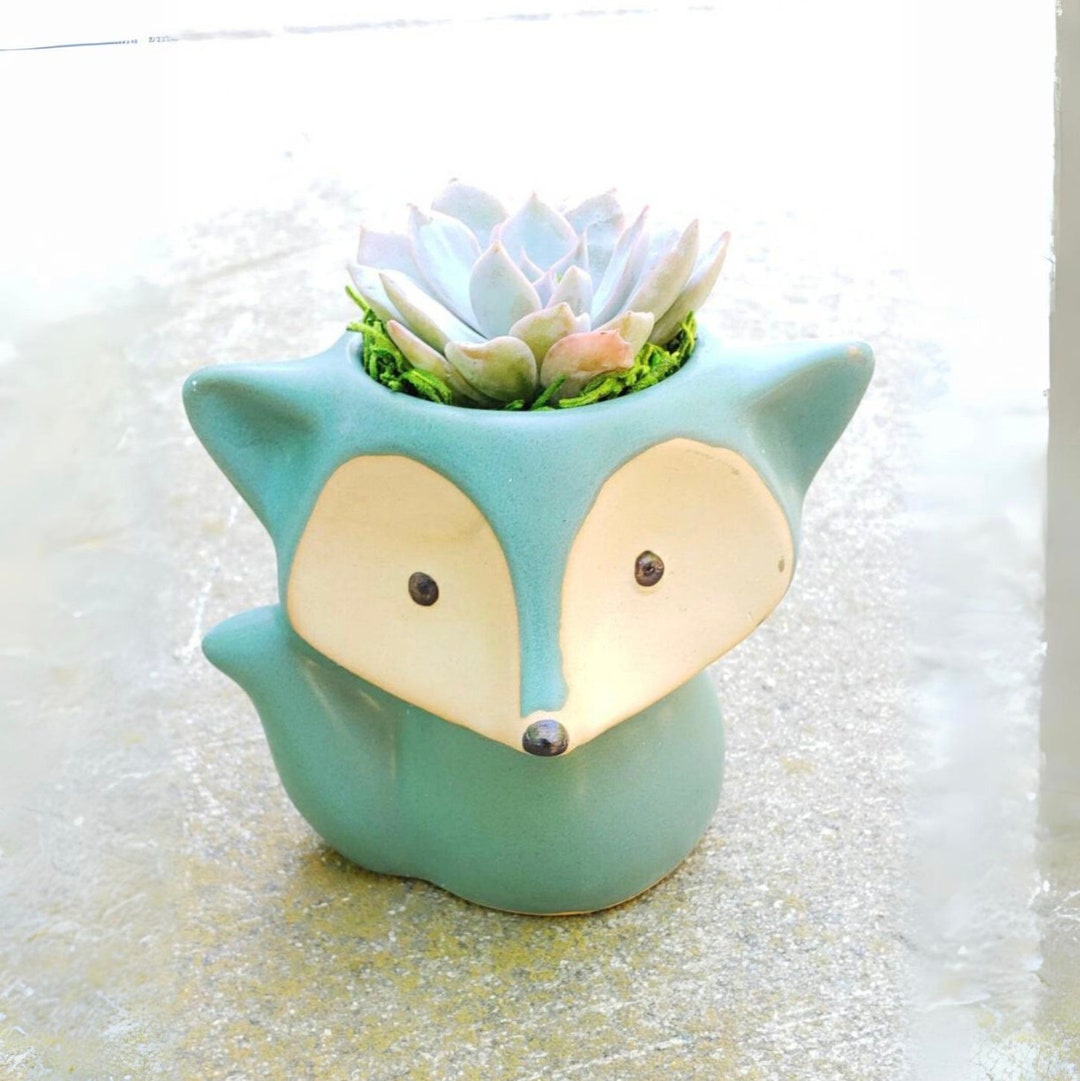 Cute Fox Vase, Small Adorable Vase, Cute Flower Fox Arrangement, Gift ...
