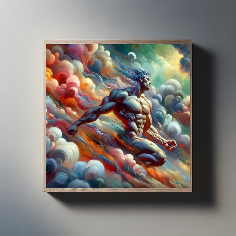 Male Gay Athlete in LGBT Colours Realistic Art Oil Painting, Wall Gay ...