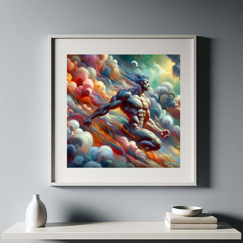 Male Gay Athlete in LGBT Colours Realistic Art Oil Painting, Wall Gay ...