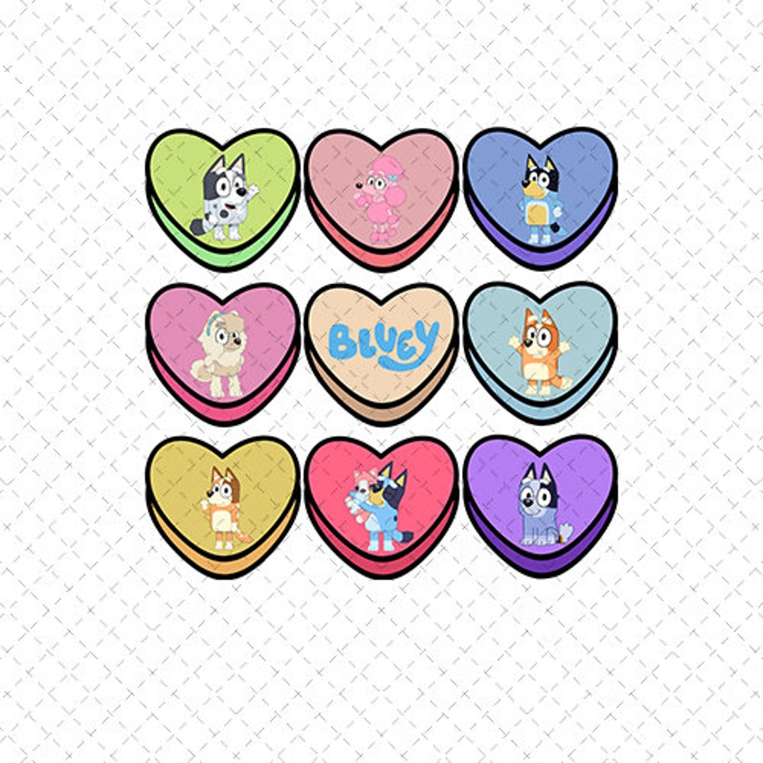 Bluey and Friends PNG, Lovely Heart Bluey and Friends PNG, Digital File ...