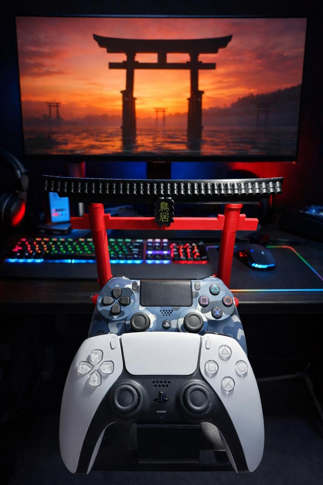 Torii Gate Gaming Stand, Japanese Shinto Controller and Headphone ...