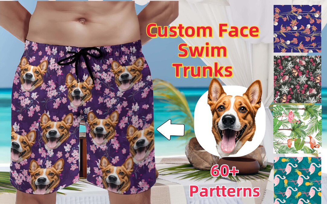 Personalized Face Swim Trunks,custom Face Beach Shorts,custom Men ...