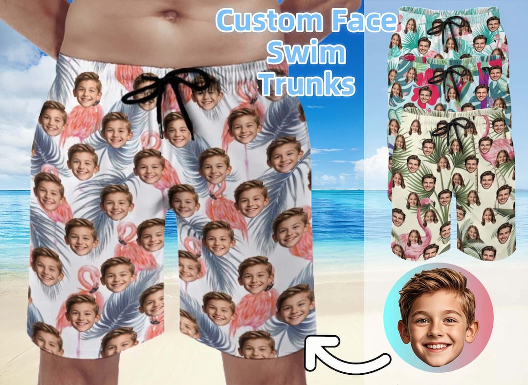 Custom Men Bathing Suit With Face,personalized Face Funny Custom,custom ...