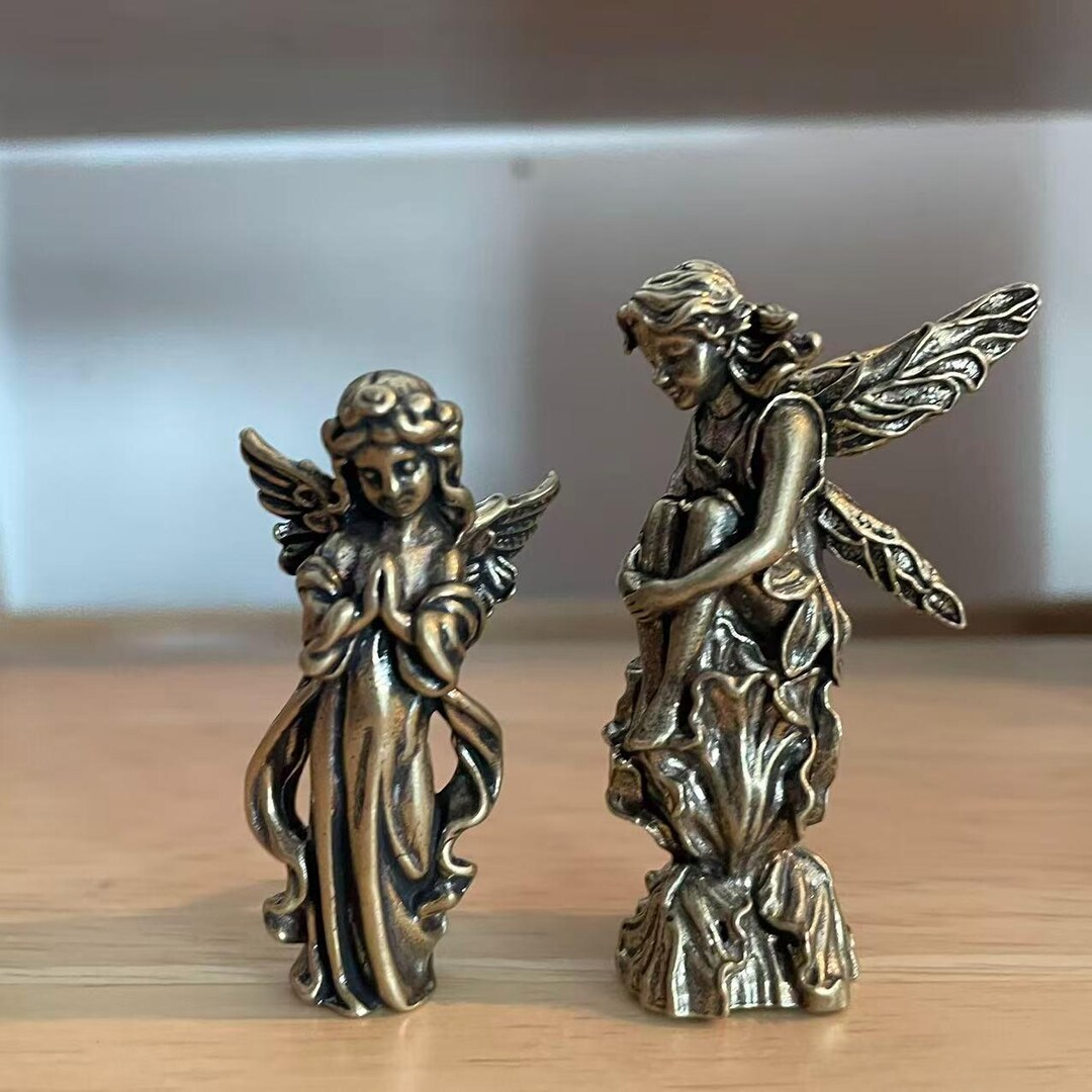 Solid Brass Praying Angel Figurine, Vintage Style Cherub Statue ...