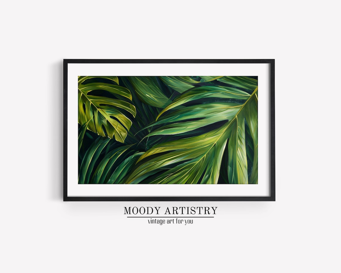 Luxury Palm Tree Leaves Oil Painting | Modern Luxurious Art | Printable ...