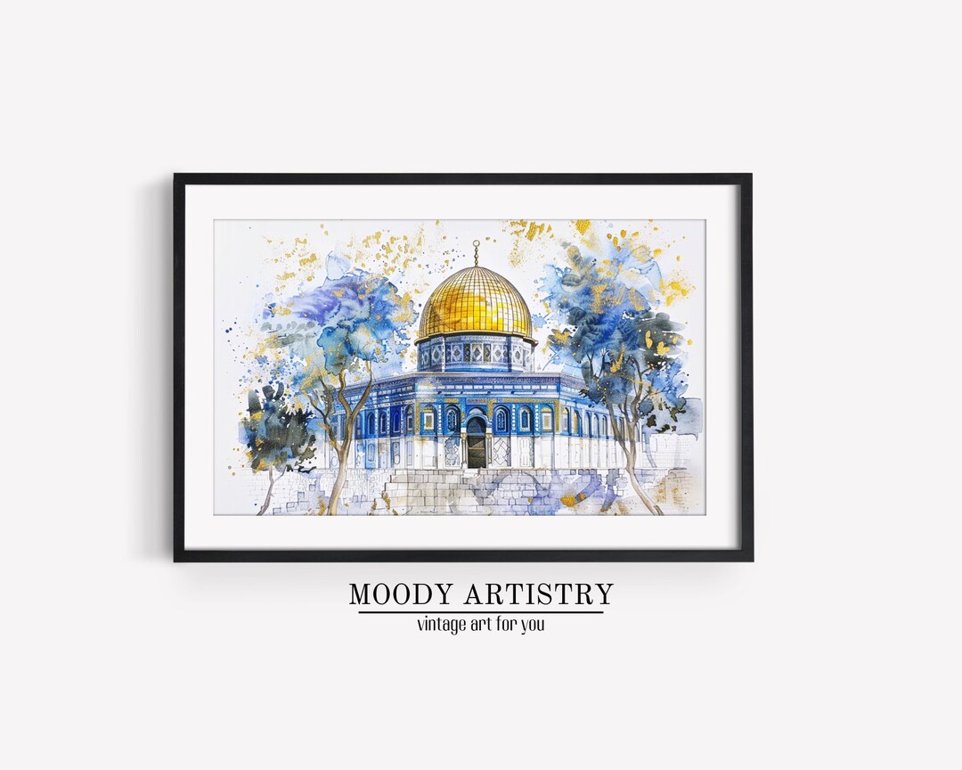 Watercolor Painting of Al-aqsa Mosque Islamic Wall Art, Free Palestine ...
