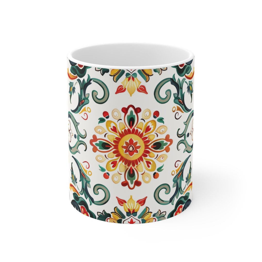 Moroccan Mug With Tiles Pattern Vibrant Colors Souvenir - Etsy