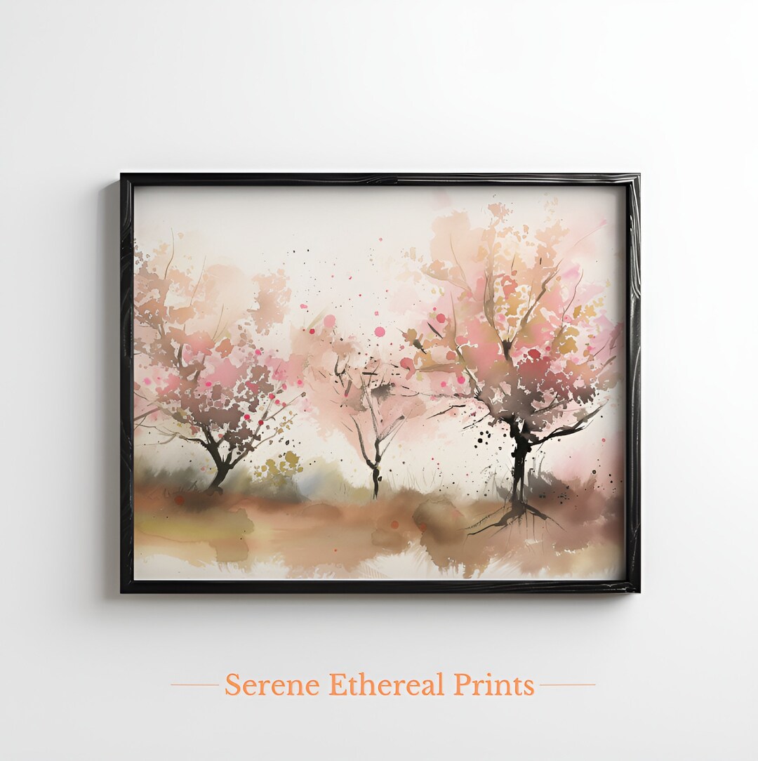 Colorful Trees, Printable Spring Landscape, Watercolor Painting ...