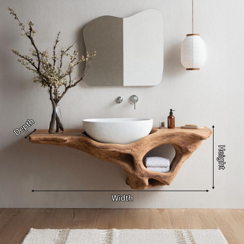 Rustic Vanity Corner Shelf Handmade Live Edge Bathroom Vanity Shelf ...