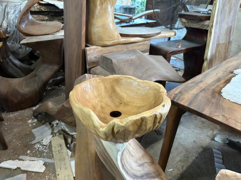 Reclaimed Bathroom Vanity Sink Handcrafted Solid Wood Vessel Sink ...