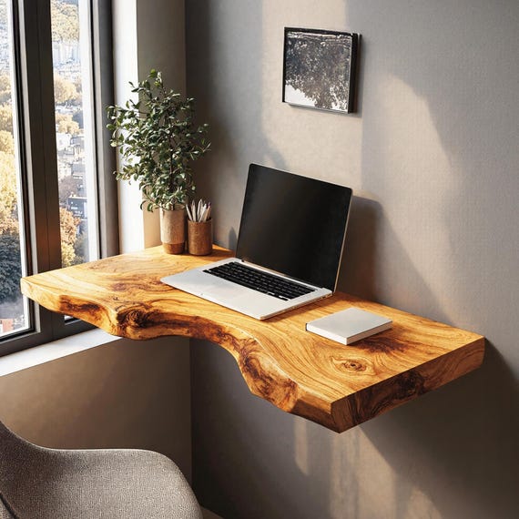 Floating Computer Desk Live Edge