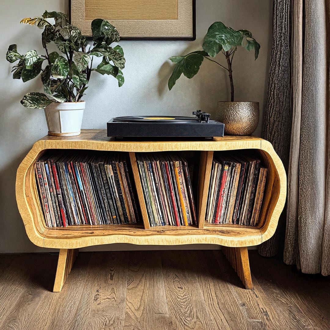 Handcrafted Wooden Station With Storage Natural Wood Record Player ...