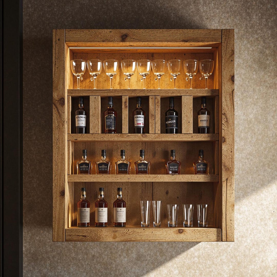 Farmhouse Bar Shelf Wall Decor Wood Drinking Shelf Home and Living Bar ...