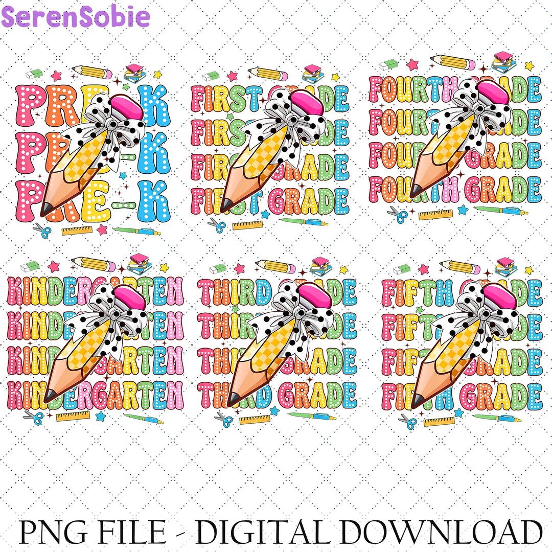 Bundle Pencil Coquette Bow Teacher Student Png, Back to School Png ...