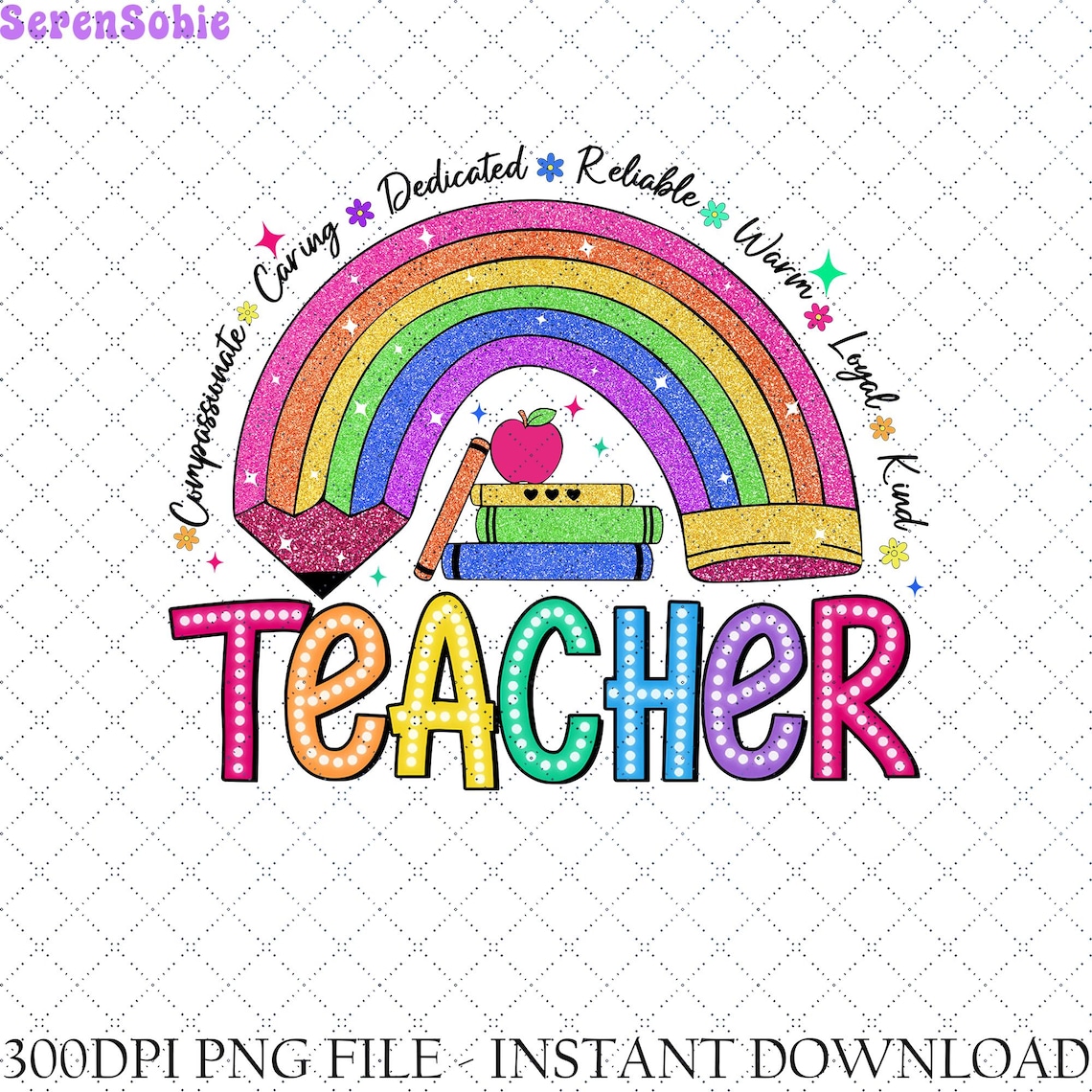 Glitter Teacher Pencil Style Dot Png, Welcome Back to School Png, First ...