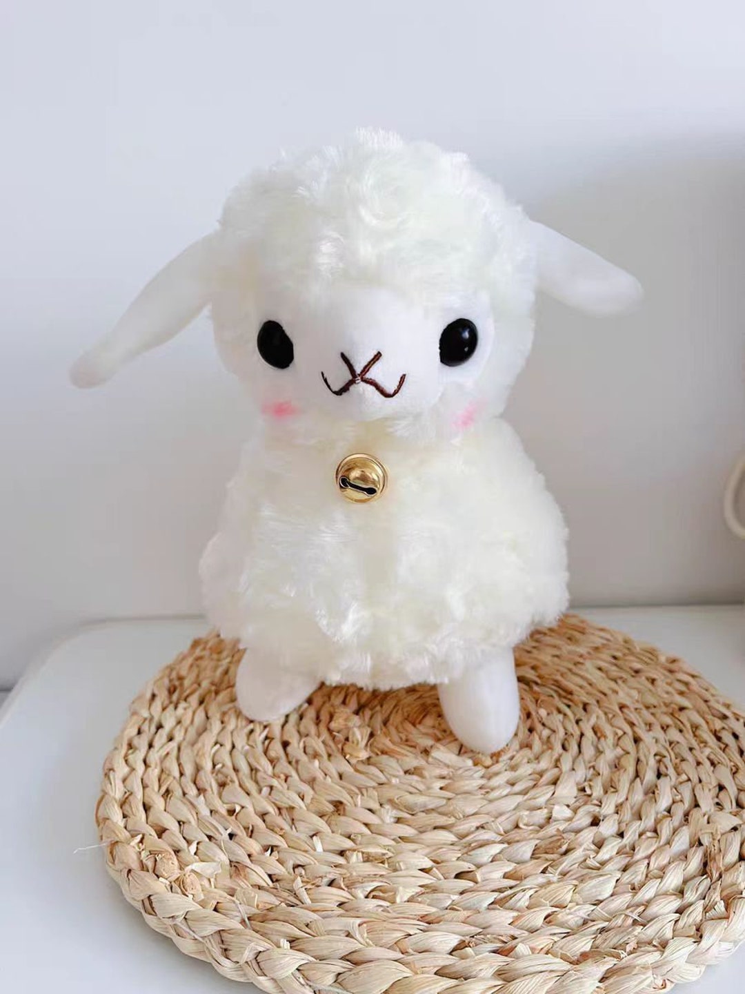 Plush Lamb Toy, Wool Plush Toy, Cute White Lamb Doll, Lamb With Bell ...