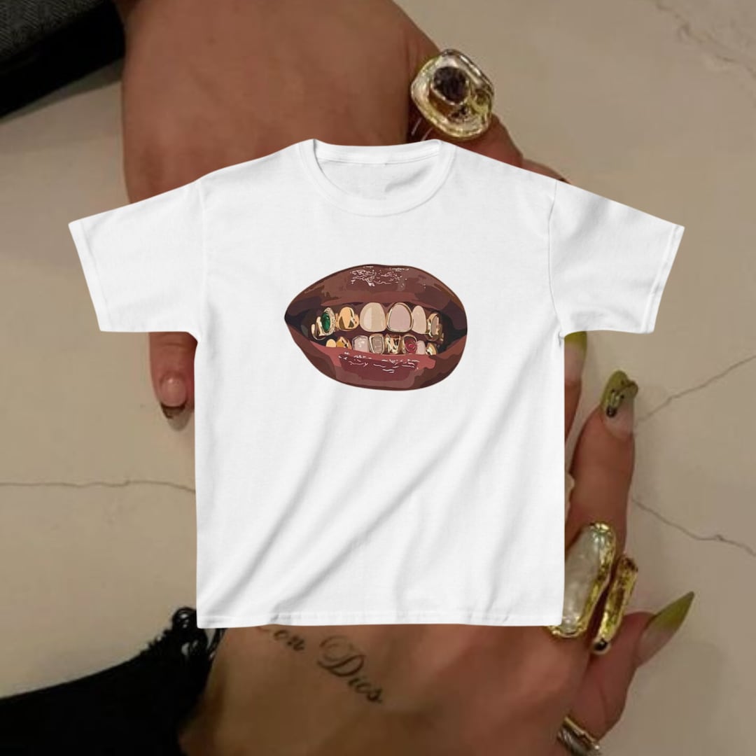 Grillz Teeth Baby Tee | Grillz Shirt, Drip Grillz Streetwear Graphic ...