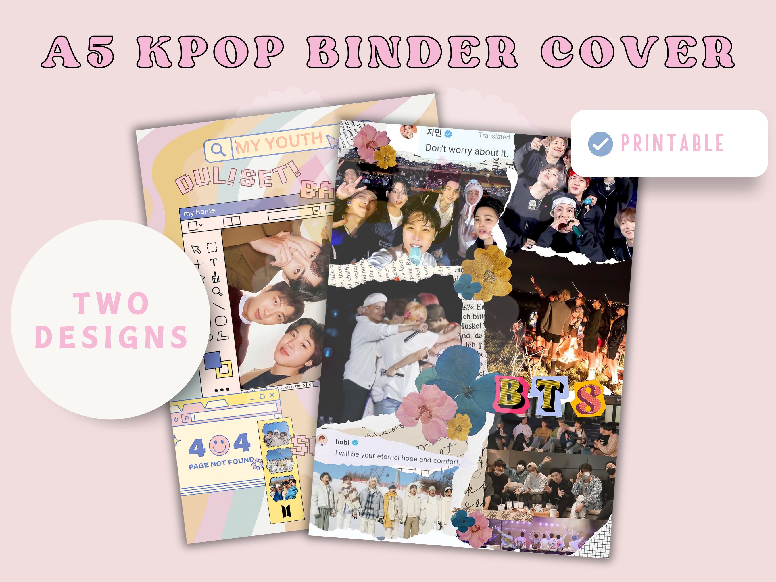 A5 BTS Scrapbook Digital Printable Binder Cover Kpop Binder Cover ...
