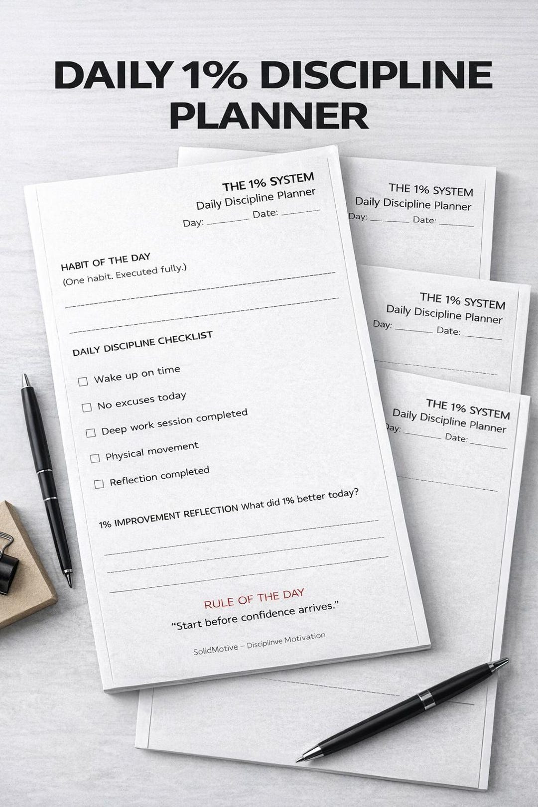 Daily Discipline System | Printable 1% Better Planner for Focus ...