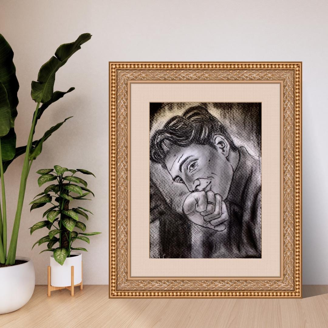 Man Portrait Charcoal Drawing Charcoal Portrait on Drawing Paper - Etsy