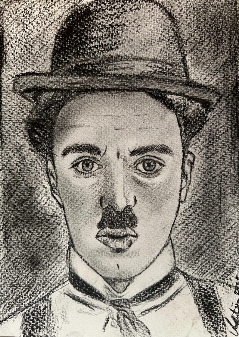 Charlie Chaplin Drawing - Etsy