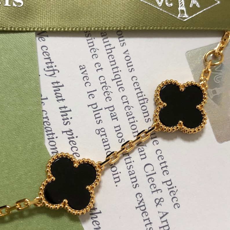 Authentic Van Cleef & Arpels 18K Gold 5 Motif Clover Bracelet, Four ...