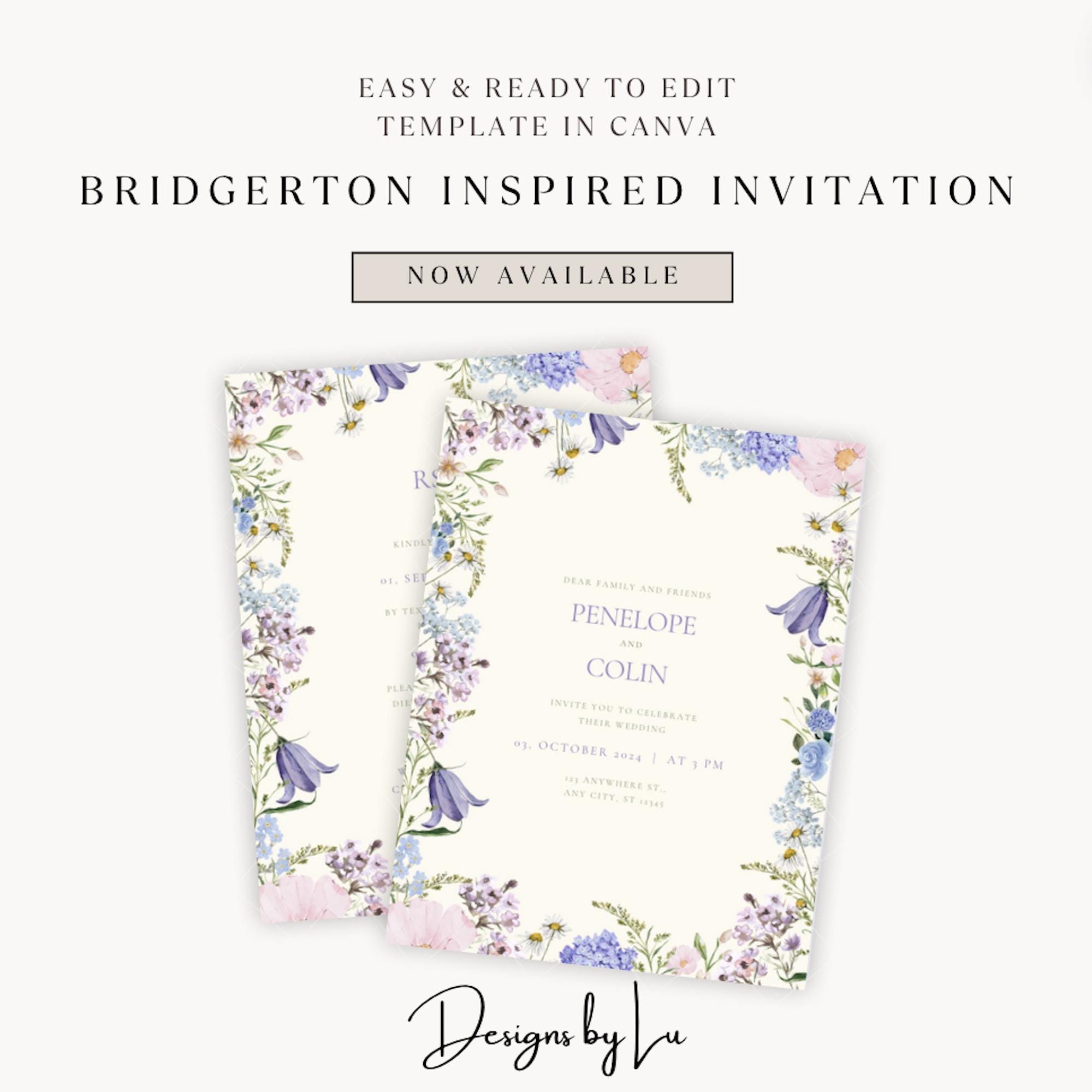 Bridgerton Wedding Invitation - Edit in Canva - Etsy