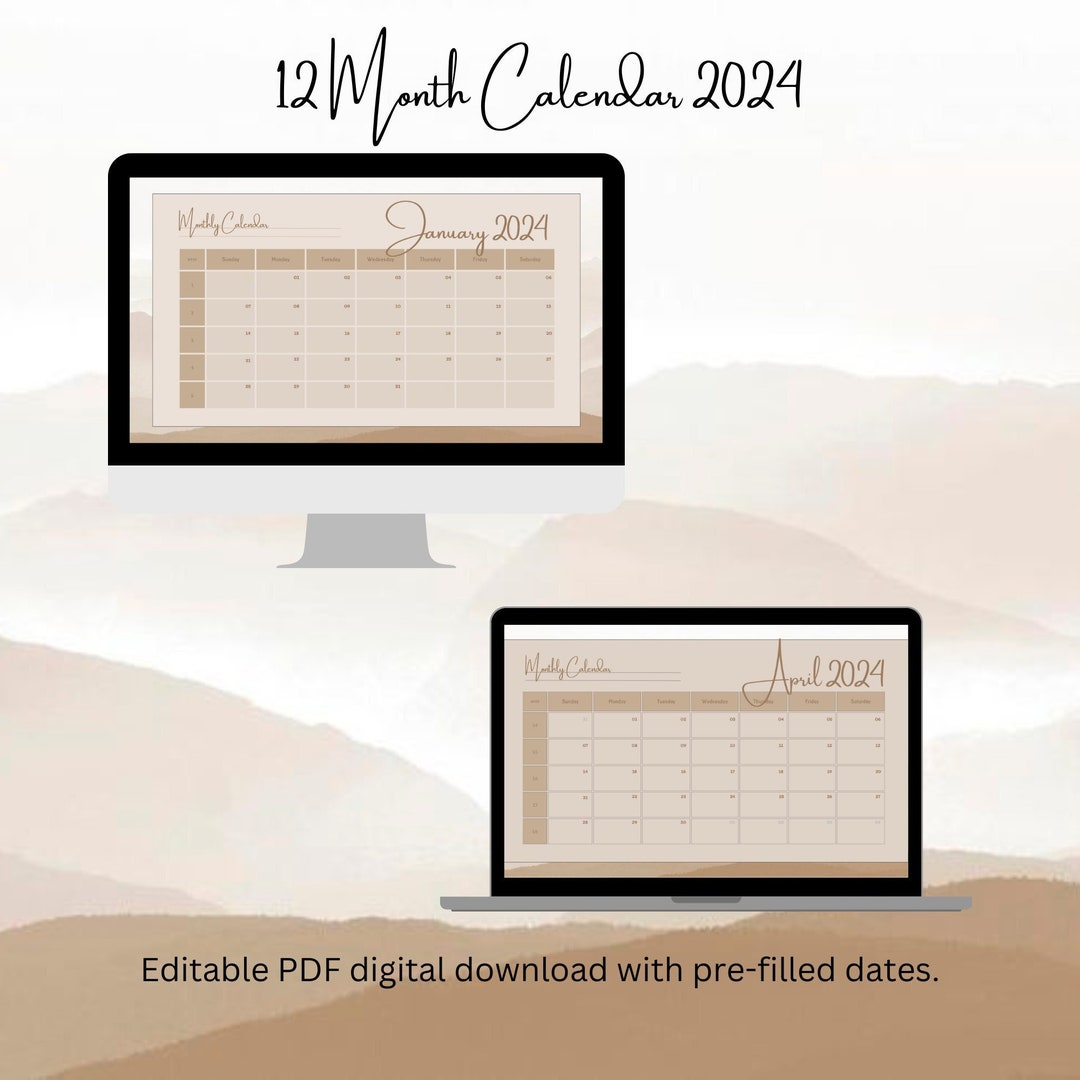 2024 Neutral Calendar PDF Digital Download - Etsy