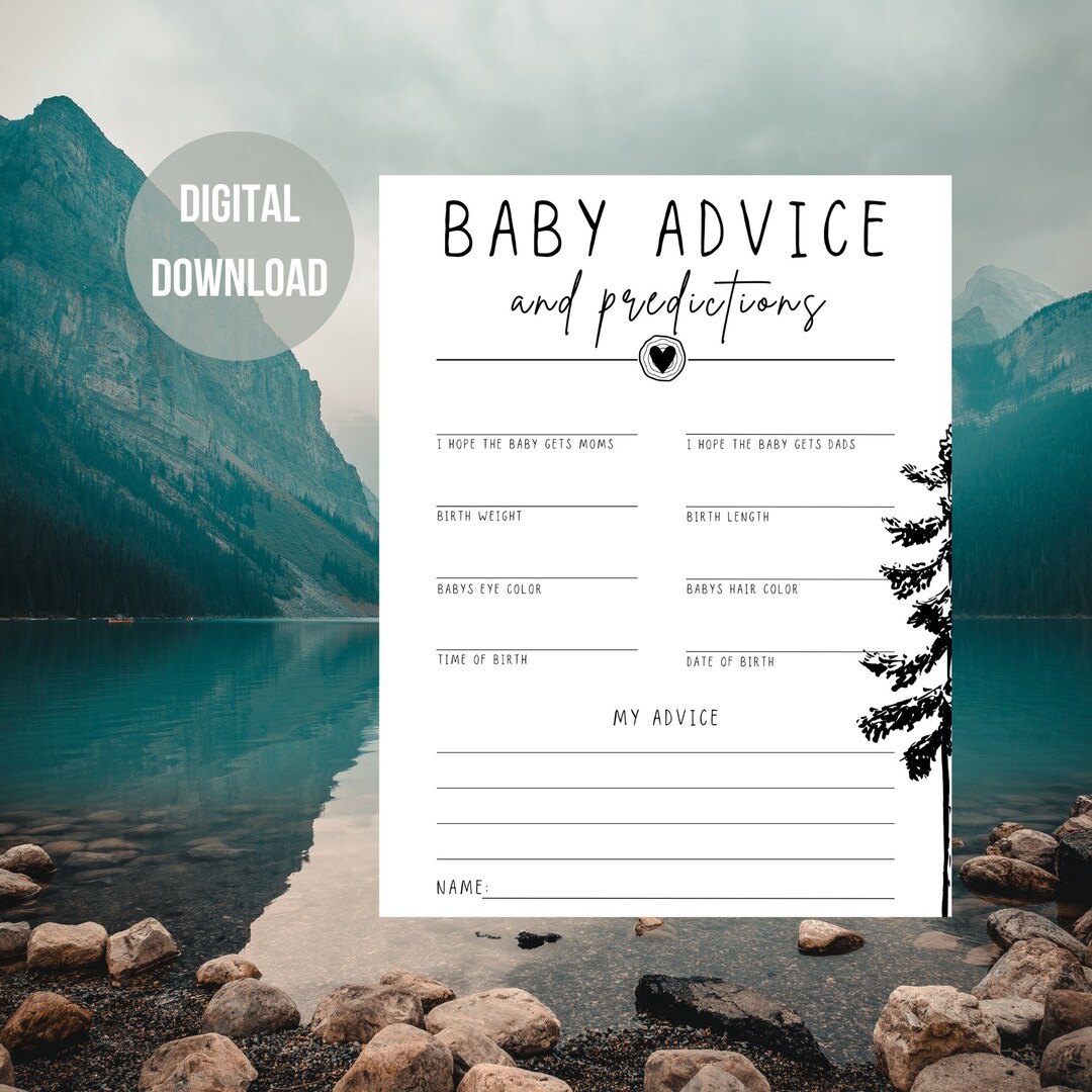 Printable Baby Shower Advice and Predictions Game, Baby Shower Games ...