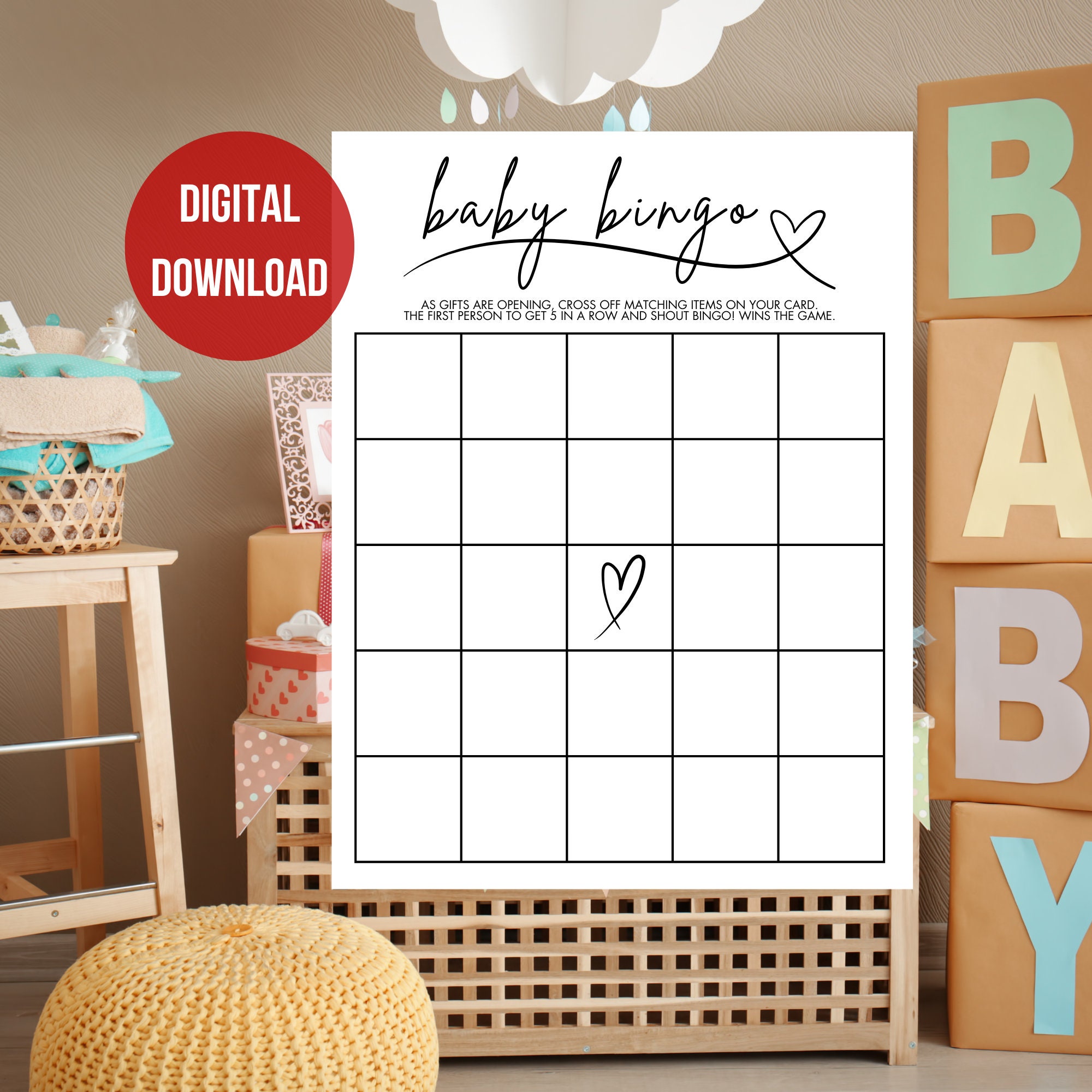 Fun Baby Shower Bingo Game, Baby Shower Game, Printable Fun Baby Shower ...