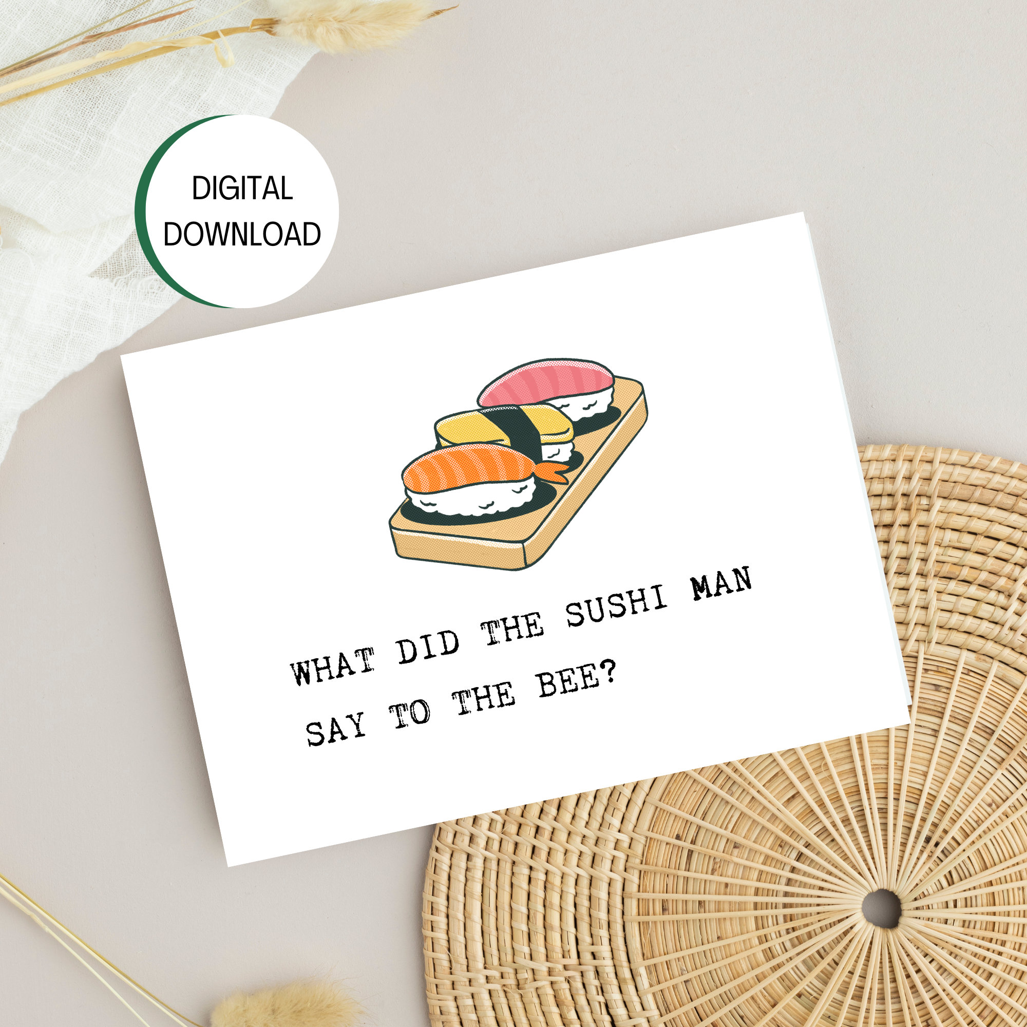 Printable Dad Joke Card, Sushi, Dad Jokes, Card for Her, Card for Him ...
