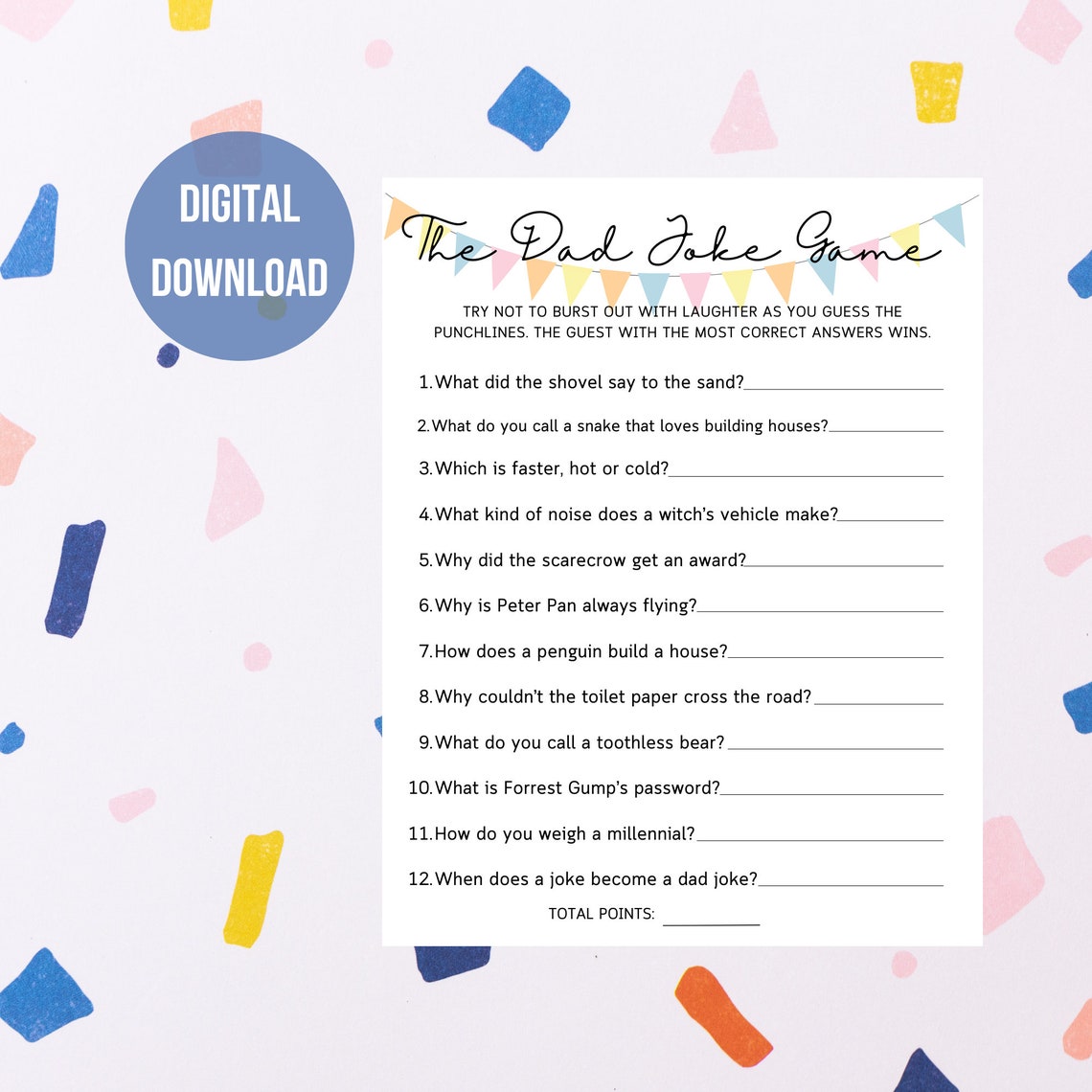 Funny Baby Shower Game, Dad Joke Game, Printable Fun Baby Shower Games ...