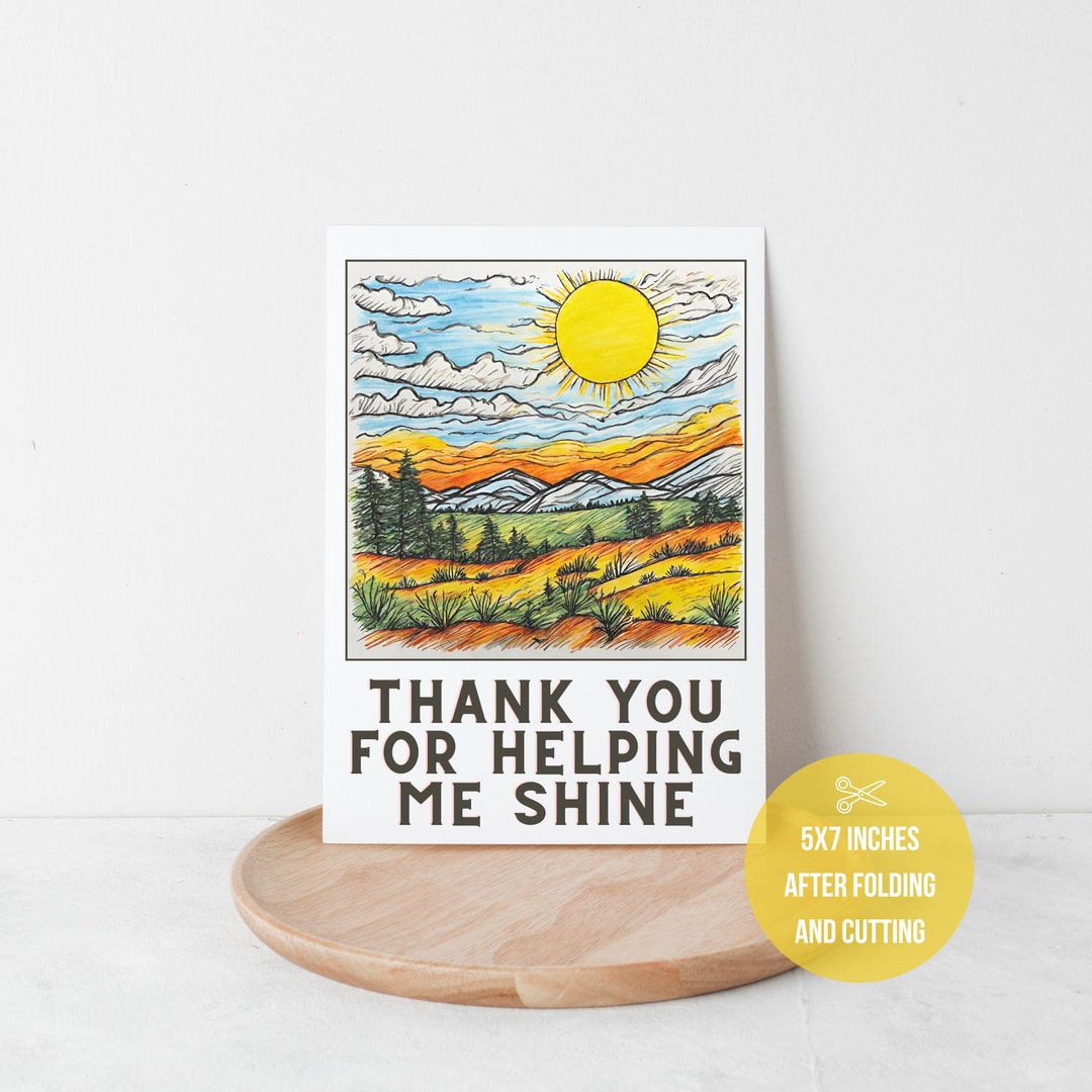 Sunshine Thank You Teacher Card, Card for Teacher, Teacher Appreciation ...