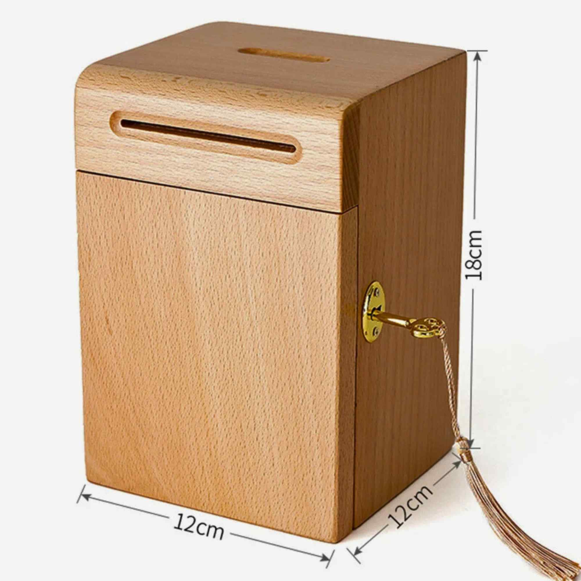 Solid Wooden Piggy Bank, Money Savings Box With Lock, Large Capacity ...