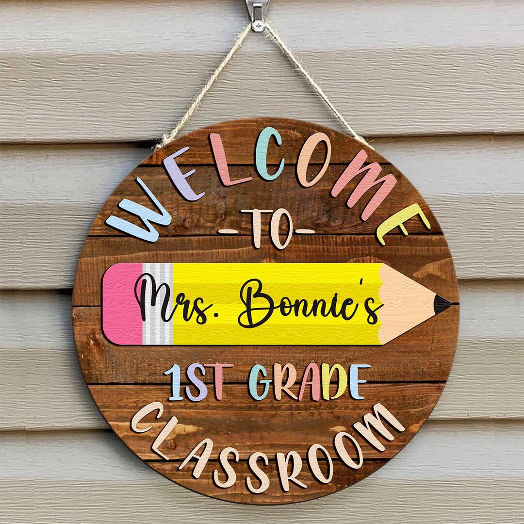 Custom 3D Teacher Door Hanger, Custom Classroom Door Sign, Pencil Door ...